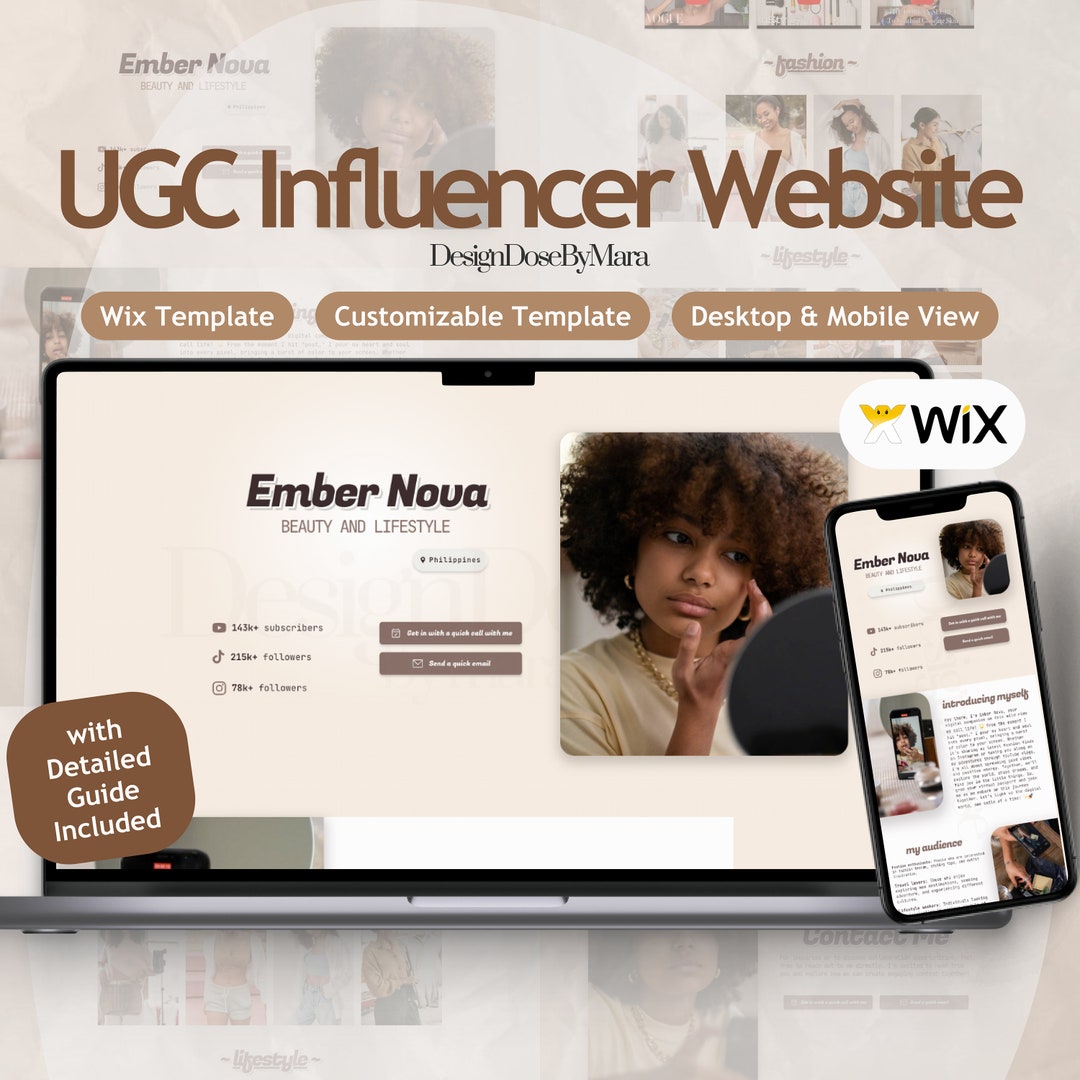 UGC Creator Influencer Wix Website Template | UGC Template Website ...