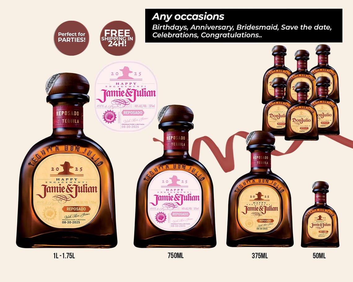 Custom Don Julio Reposado Label, Personalized Tequila Label, Bridesmaid ...