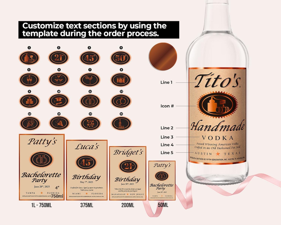 Custom Tito's Vodka Label, Personalized Liquor Label, Bridesmaid Gift ...
