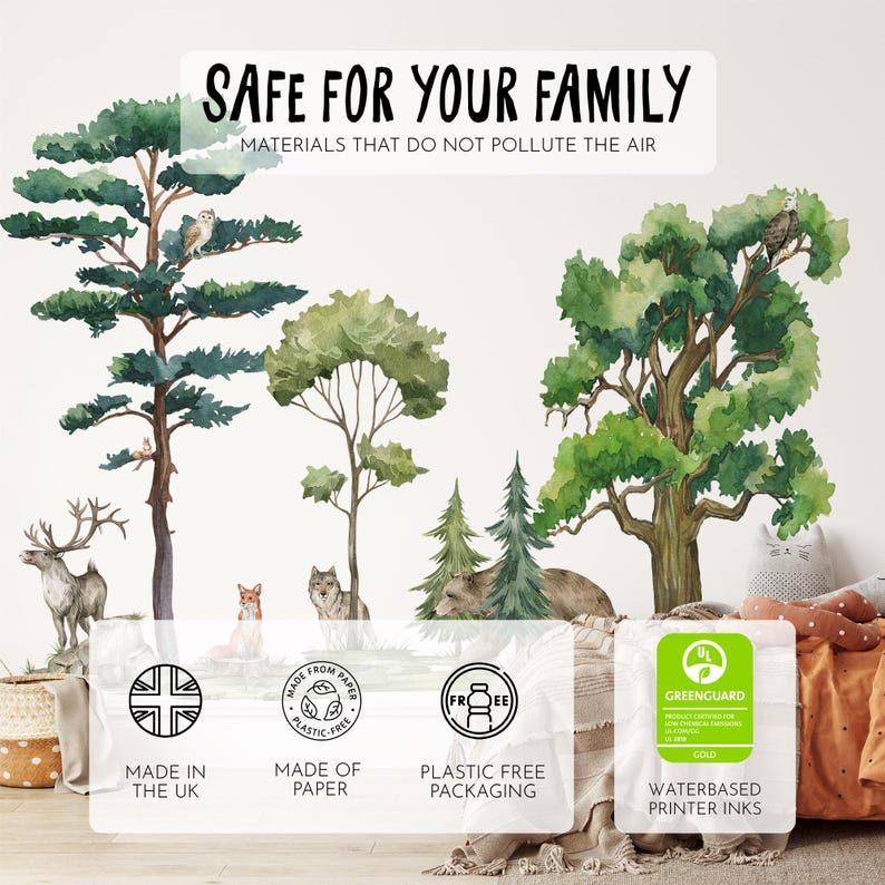 Woodland Animals Wall Decals: Forest Nursery Decor, Peel & Stick - Etsy