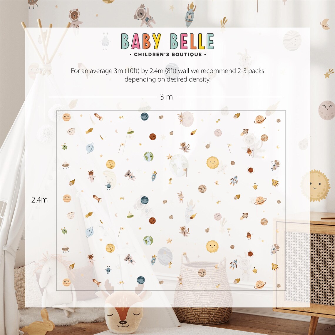 Solar System Wall Decals: Peel & Stick Nursery Decor (81 Pc) - Etsy