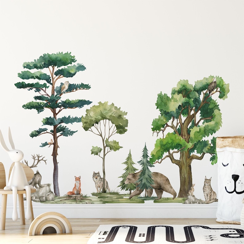 Woodland Animals Wall Decals: Forest Nursery Decor, Peel & Stick - Etsy