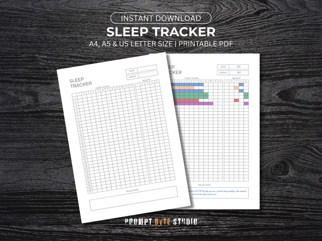 Sleep Tracker Printable: Daily Sleep Log, Wellness Journal (A4/A5/US ...