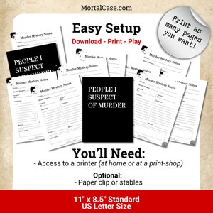 Printable Detective Notebook for Murder Mystery Game, Gift Bag Journal ...