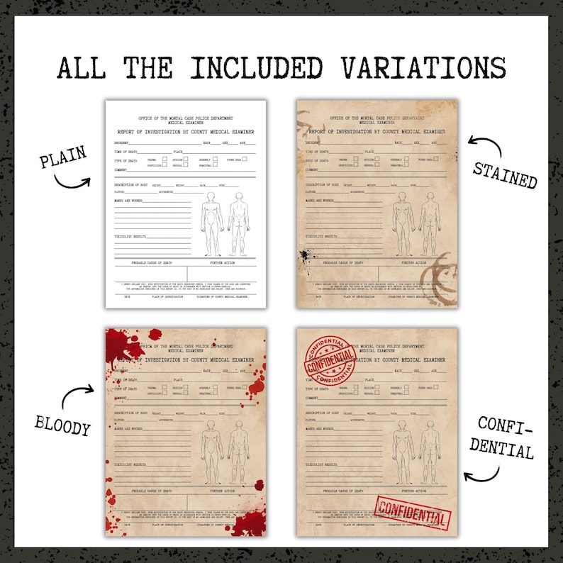 Autopsy Report Template for Murder Mystery Game, Police Evidence Prop ...
