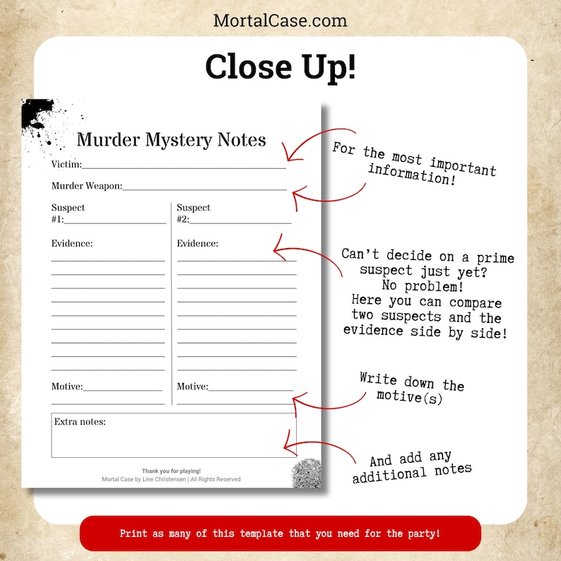 Printable Detective Notebook for Murder Mystery Game, Gift Bag Journal ...