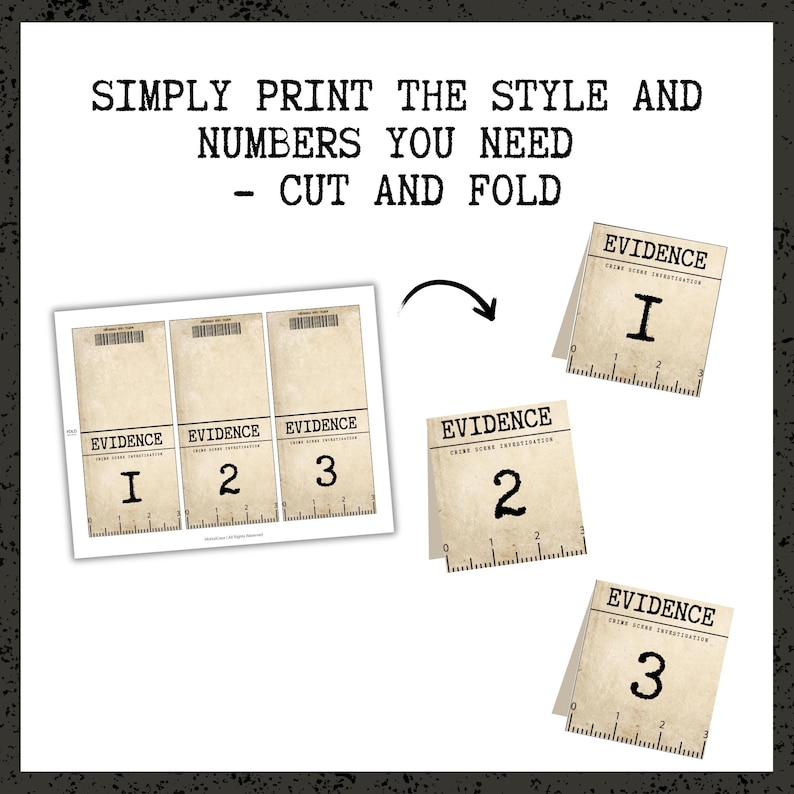 Numbered Evidence Tags for Murder Mystery Game, Authentic Crime Scene ...