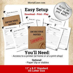 Printable Detective Notebook for Murder Mystery Game, Gift Bag Journal ...