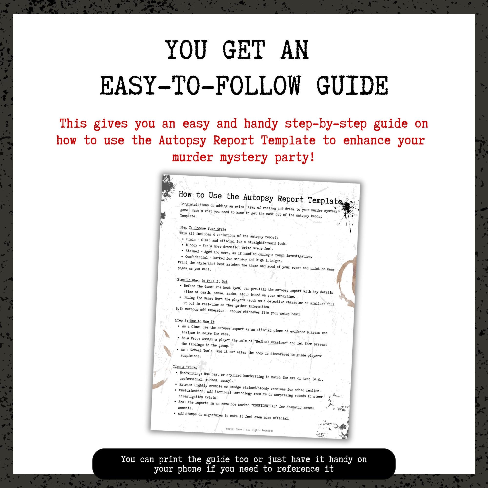 Autopsy Report Template for Murder Mystery Game, Police Evidence Prop ...