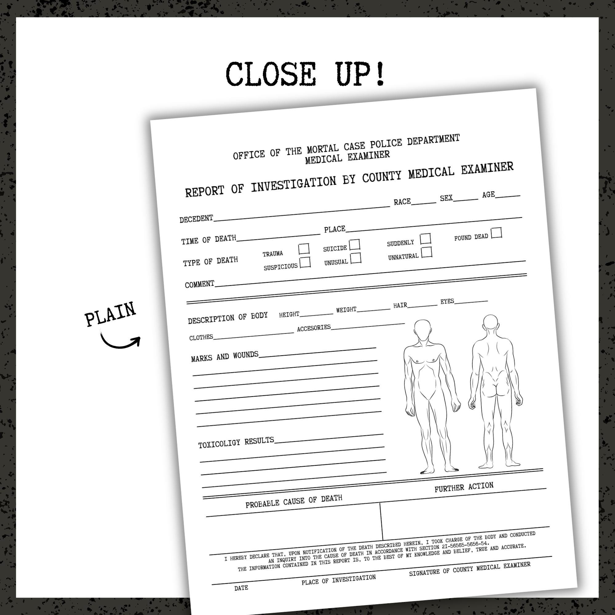Autopsy Report Template for Murder Mystery Game, Police Evidence Prop, Authentic Crime Documents ...