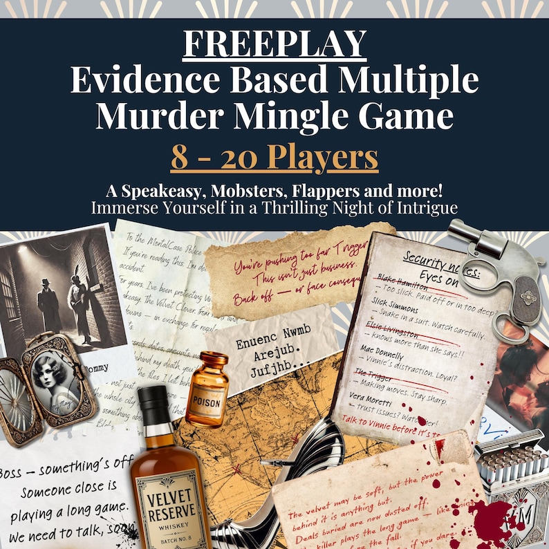 8-20 Player Speakeasy Murder Mystery Game for Adults, Fun Multiple ...