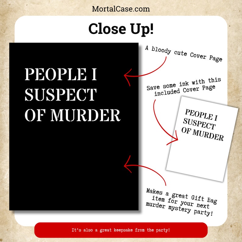 Printable Detective Notebook for Murder Mystery Game, Gift Bag Journal ...
