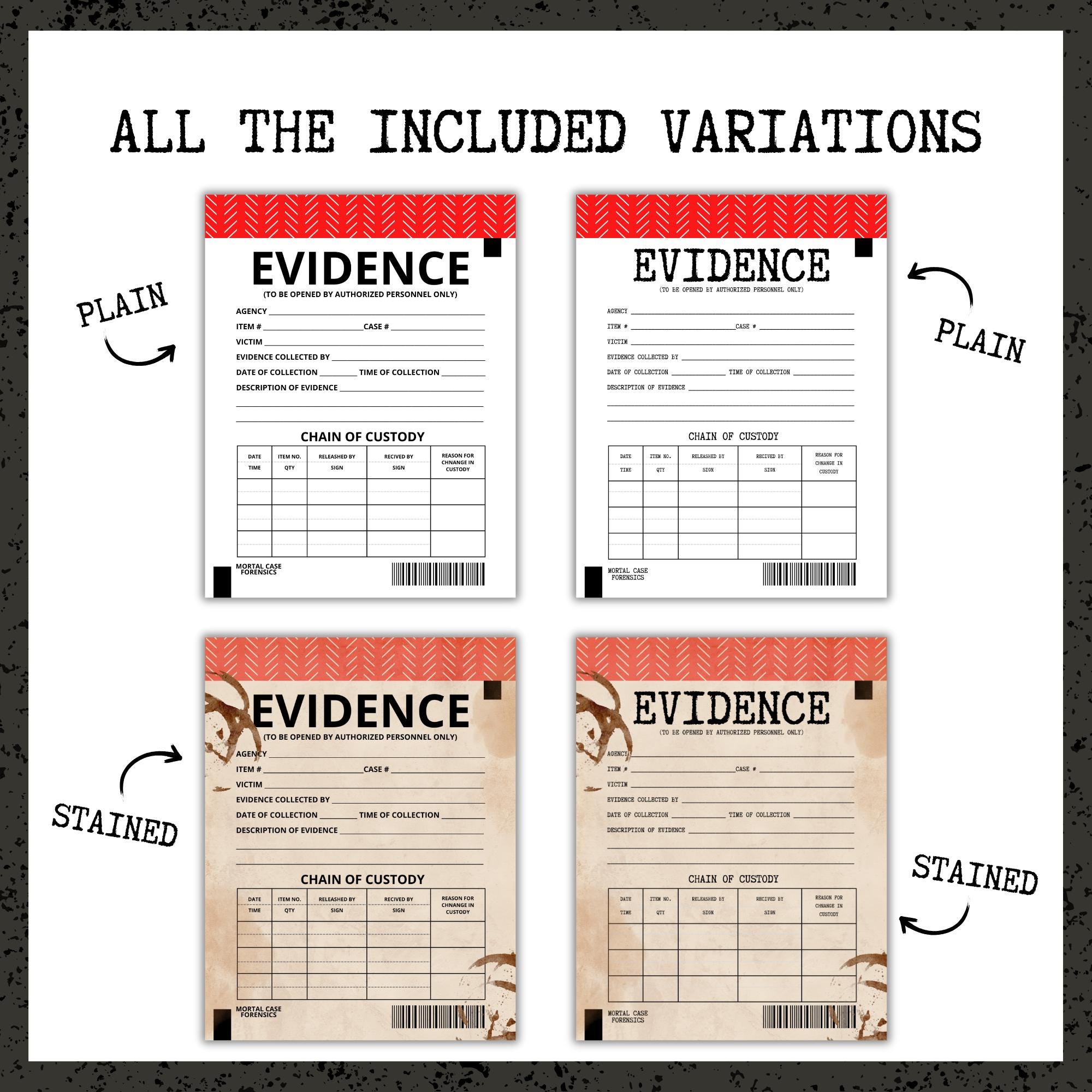 Evidence Chain of Custody Template for Murder Mystery Game, Police ...