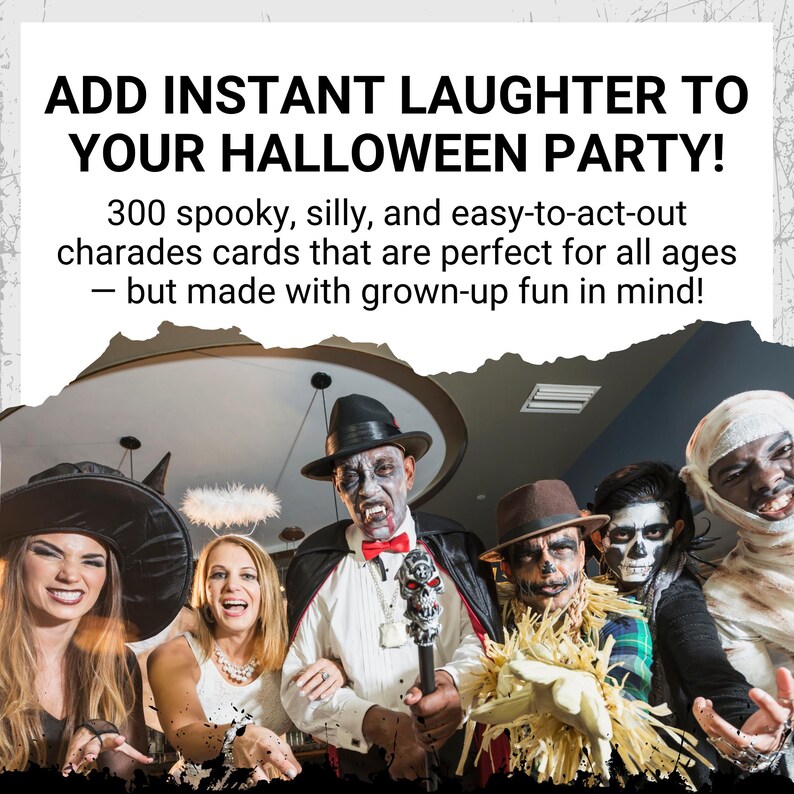 Halloween Charades Game: 300 Spooky Cards, Family Party (PDF Download ...