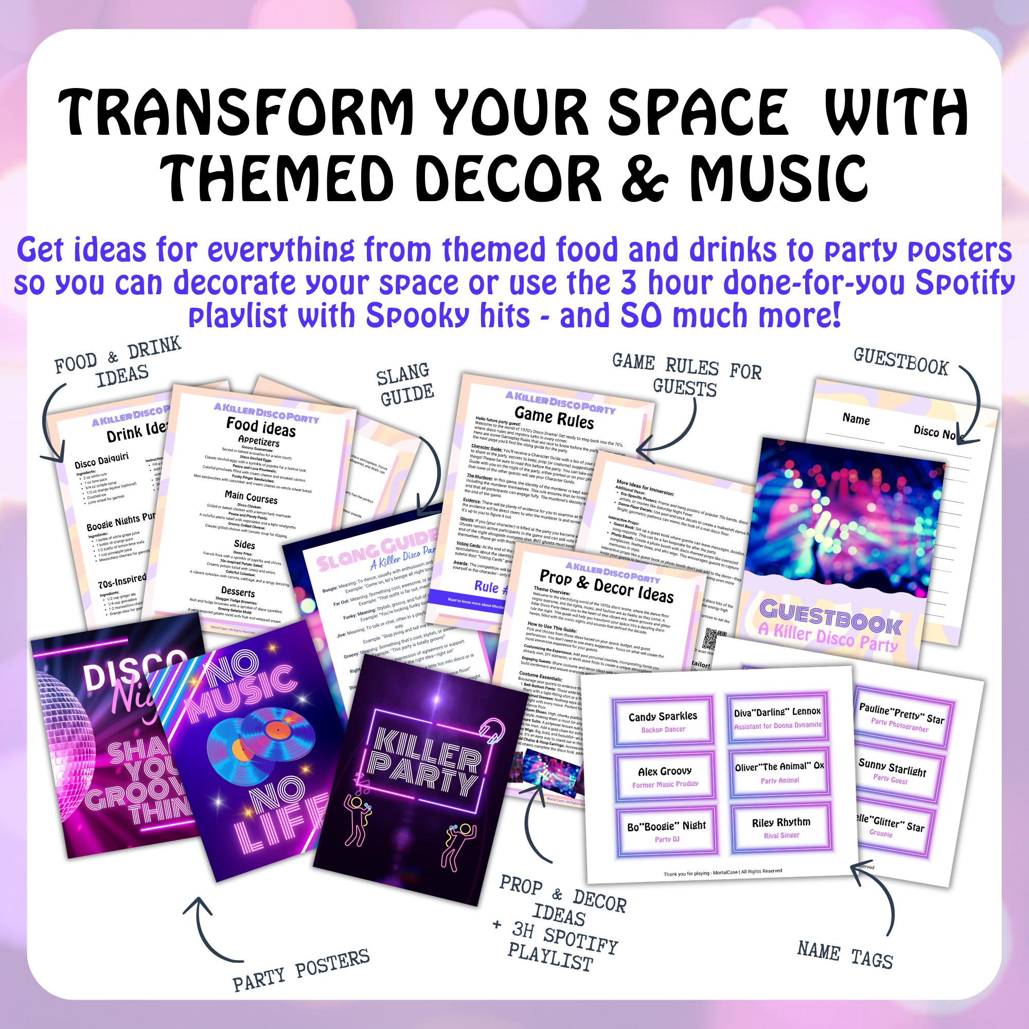 EXPANSION KIT for A Killer Disco Party, 1970's Themed Murder Mystery ...