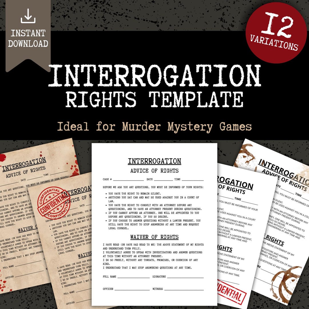 Interrogation Advice of Rights Prop for Murder Mystery Game, Authentic ...