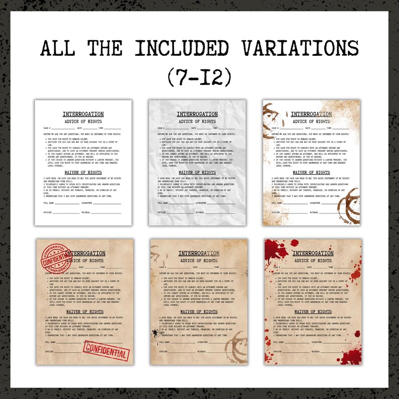 Interrogation Advice of Rights Prop for Murder Mystery Game, Authentic ...