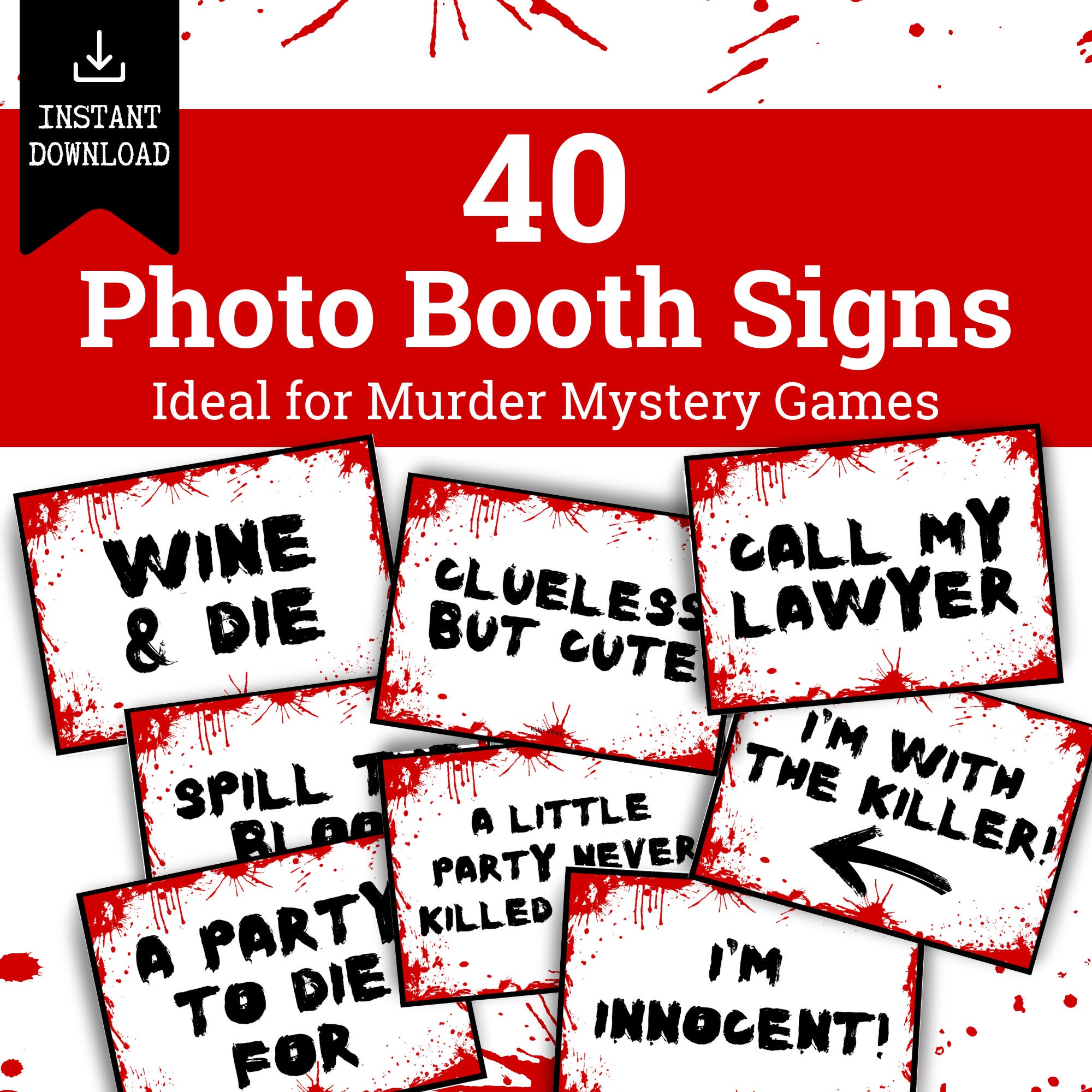 Photo Booth Signs for Murder Mystery Game Night, Funny Photobooth Party ...