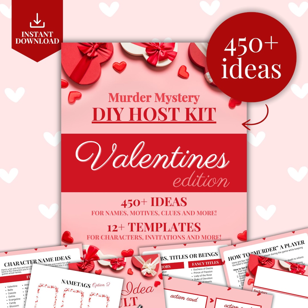 Valentine Themed DIY Murder Mystery Game Kit for Host, Pre-made ...