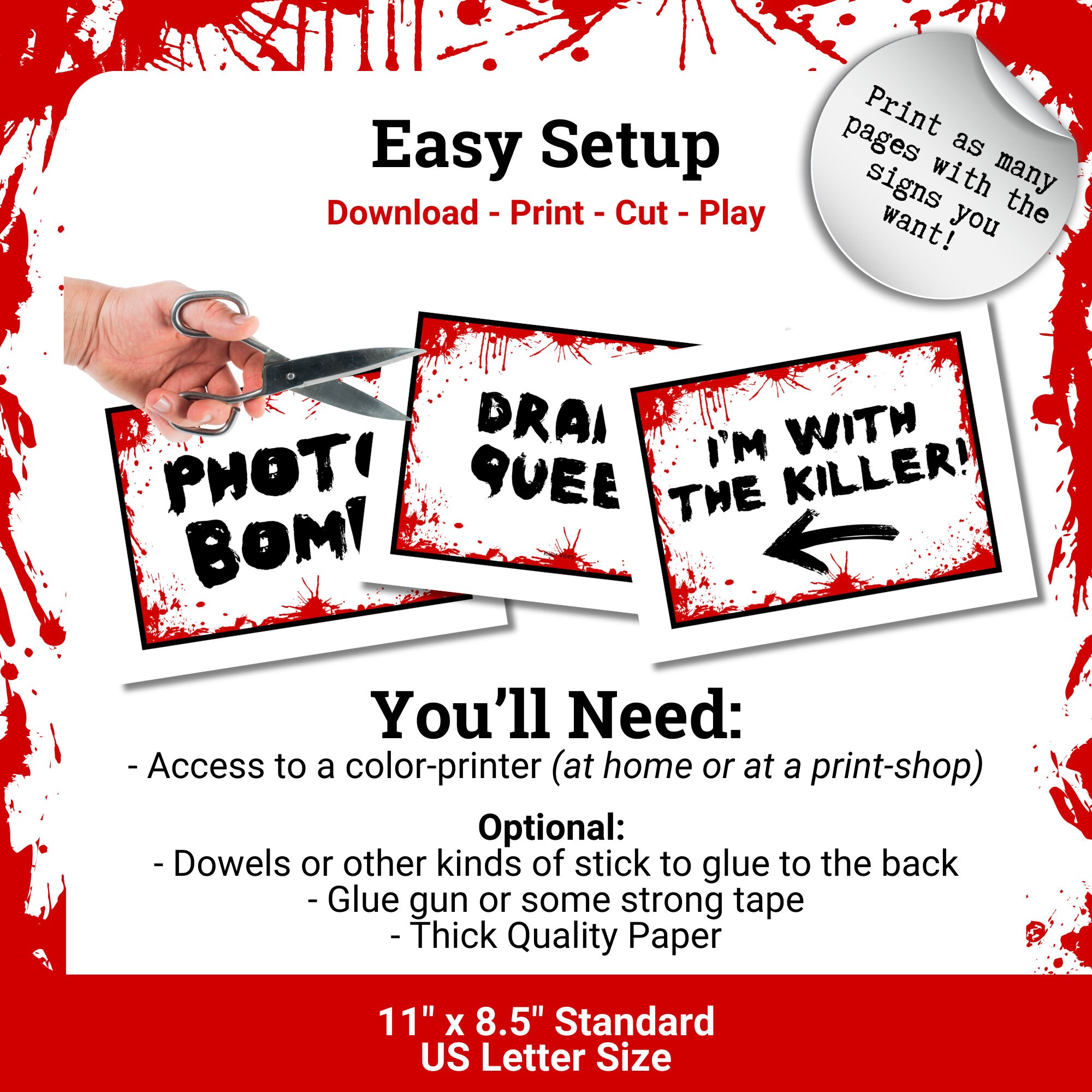 Photo Booth Signs for Murder Mystery Game Night, Funny Photobooth Party ...