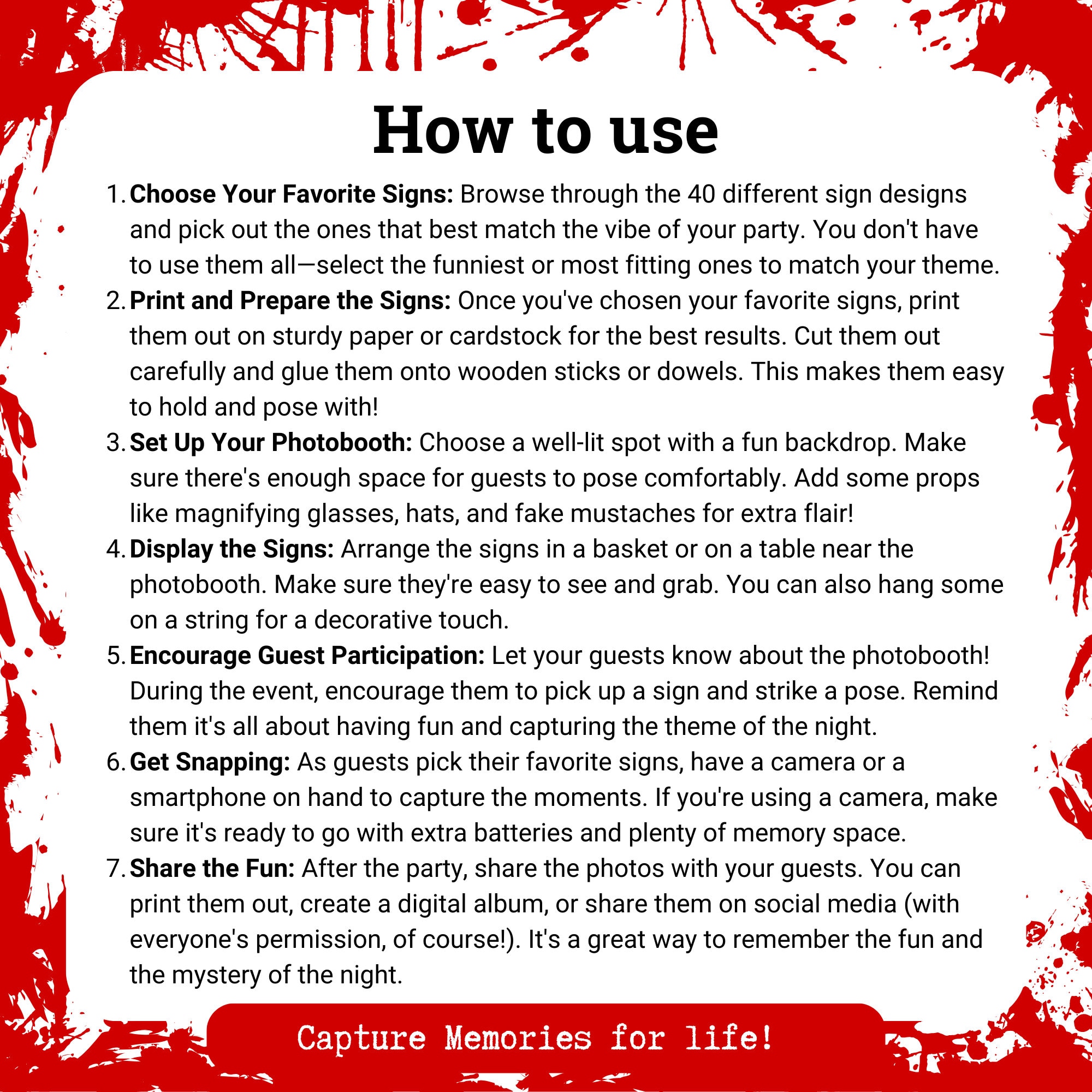 Photo Booth Signs for Murder Mystery Game Night, Funny Photobooth Party ...