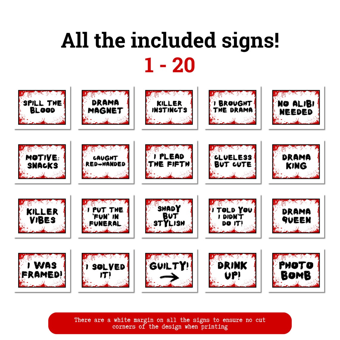 Photo Booth Signs for Murder Mystery Game Night, Funny Photobooth Party ...