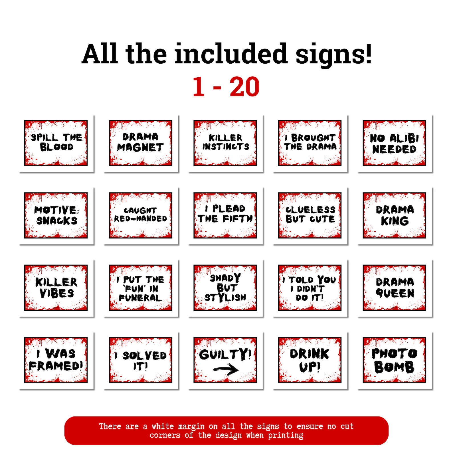 Photo Booth Signs for Murder Mystery Game Night, Funny Photobooth Party ...