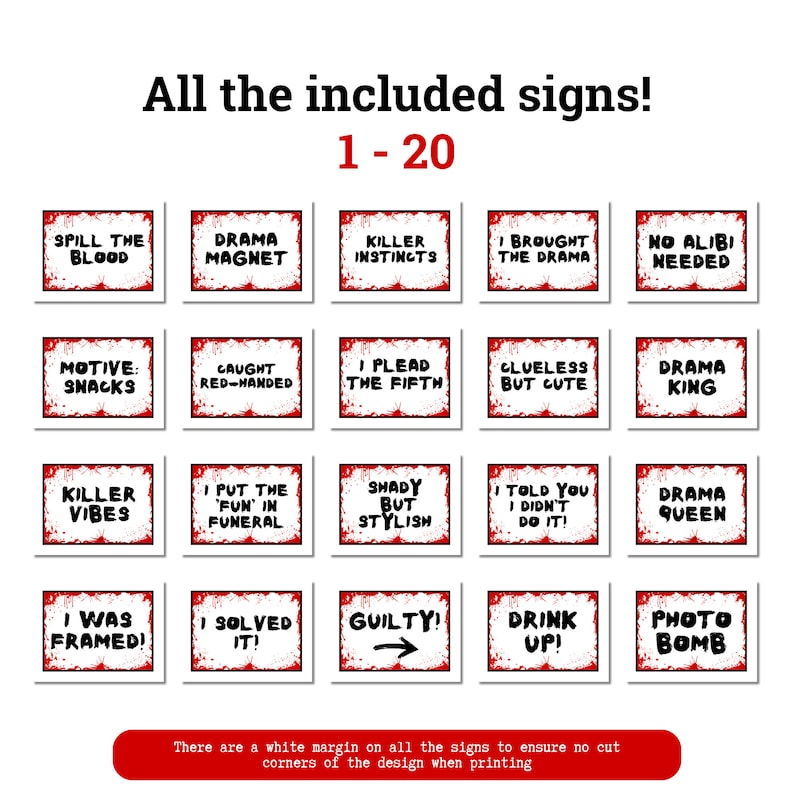 Photo Booth Signs for Murder Mystery Game Night, Funny Photobooth Party ...