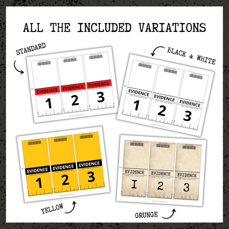 Numbered Evidence Tags for Murder Mystery Game, Authentic Crime Scene ...