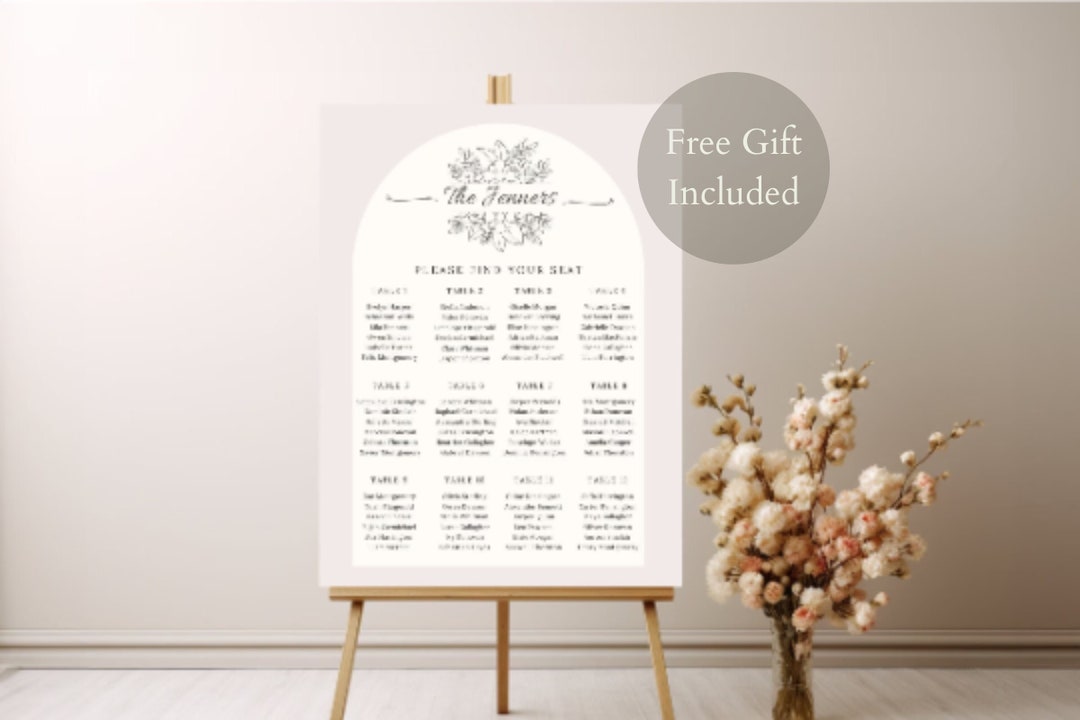 Large Arch Seating Chart, Wedding Seat Plan Display, Neutral Custom ...