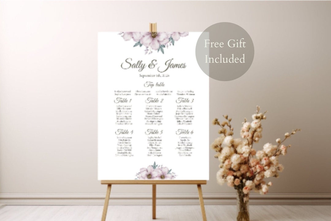 Wedding Seating Chart Template, Editable Floral Wedding Signage ...