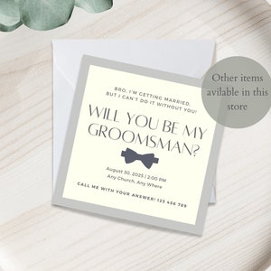 Groomsmen Proposal Card Template, Canva Best Man Proposal, Will You Be ...