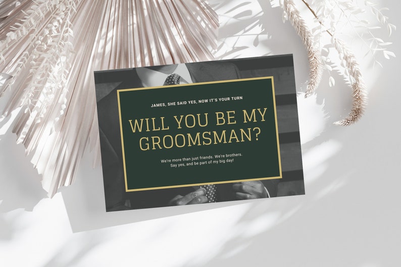 Groomsmen Proposal Card Template, Canva Best Man Proposal, Will You Be ...