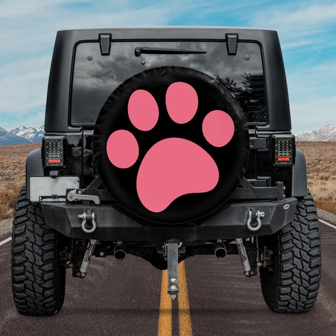 Spare Tire Cover, Pink Paw Print Spare Tire Cover, Paw Print Tire Cover ...