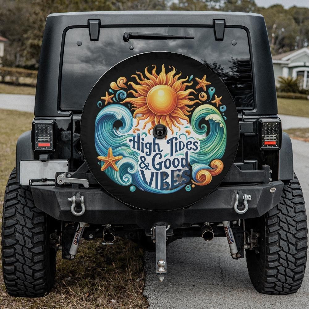 Spare Tire Cover, Summer Spare Tire Cover, High Tides and Good Vibes ...