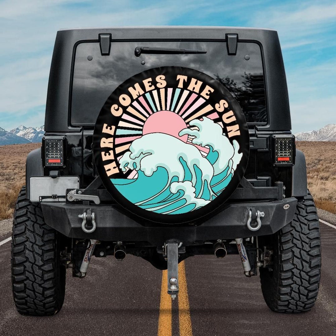Spare Tire Cover, Summer Spare Tire Cover, Here Comes the Sun Tire Cover, Tire Cover, Spare Back ...