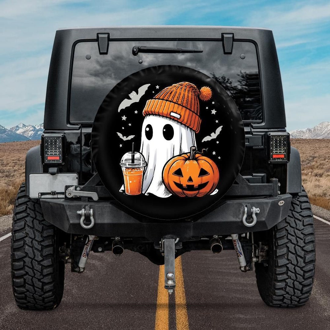 Halloween Spare Tire Cover, Cute Ghost Camper Tire Cover, Spare Tire ...
