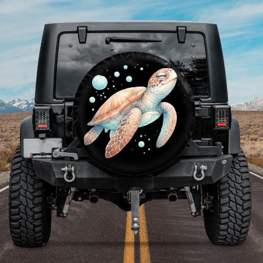 Spare Tire Cover, Sea Turtle Spare Tire Cover, Blue Sea Turtle Tire ...
