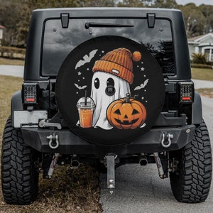 Halloween Spare Tire Cover, Cute Ghost Camper Tire Cover, Spare Tire ...