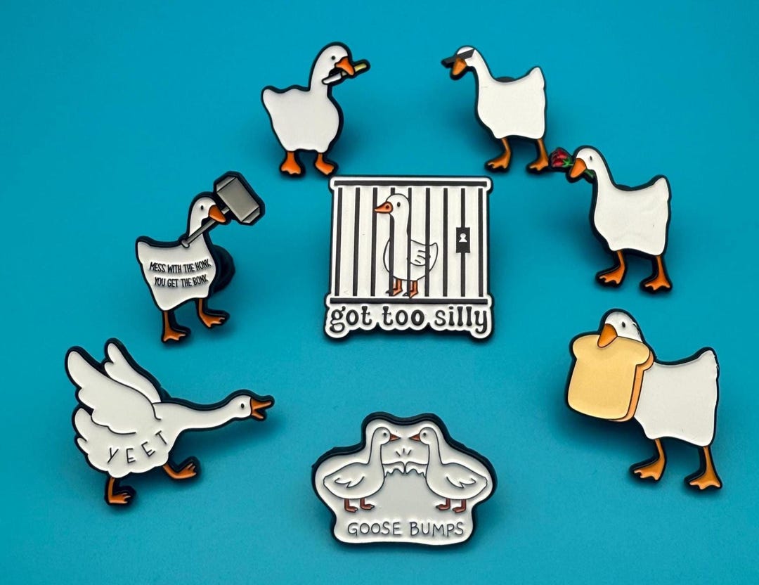 Be Goose Do Crime Pins, Collectible, Funny Pins Geese With Toast, Peace ...