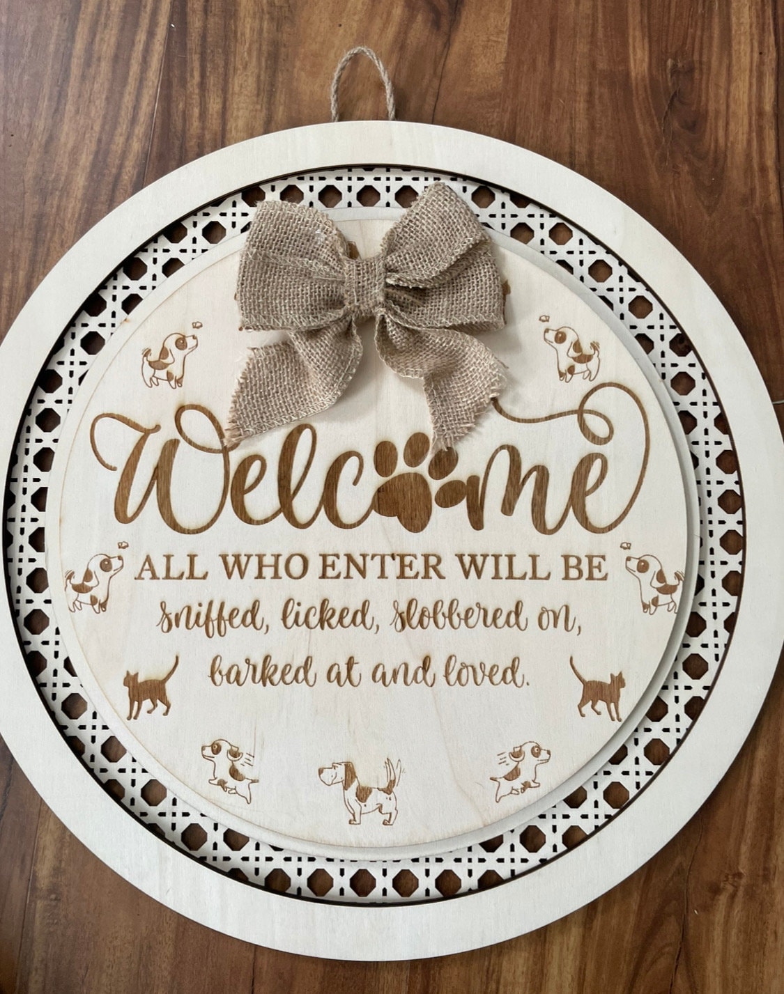 Welcome Funny Dog Sign Wooden Engraved - Etsy