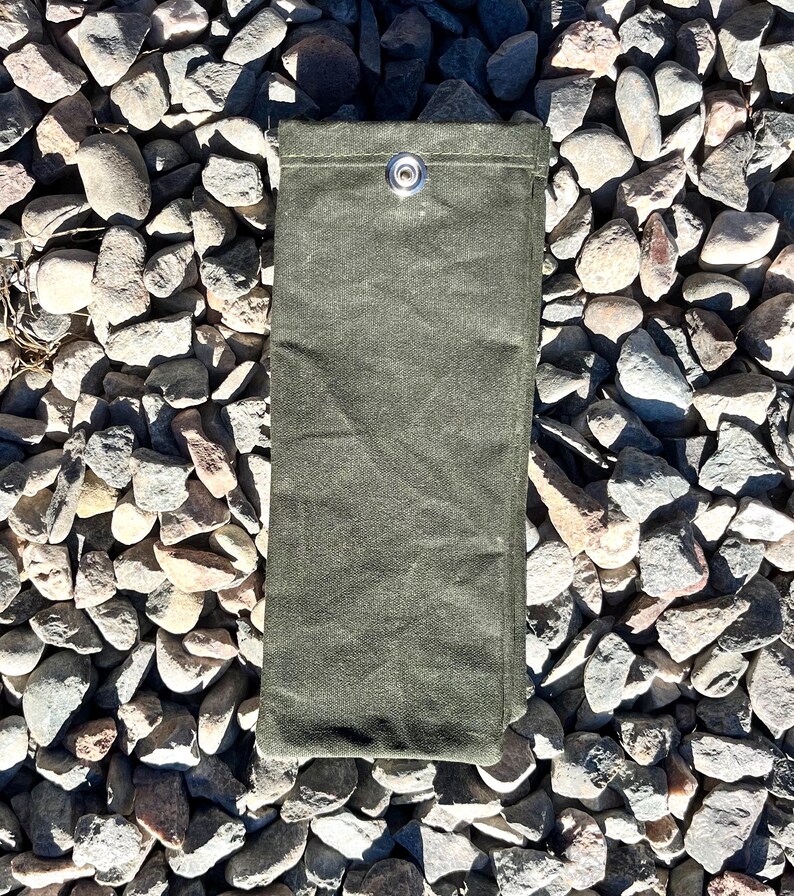 Handcrafted Waxed Canvas Snap Pouch Spork Tent Stakes Pegs Folding Saw ...