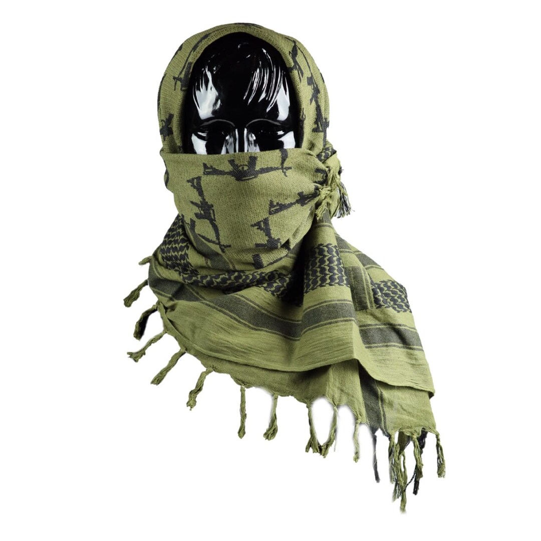 Unisex Green Cotton Shemagh Scarf | Tactical Military Keffiyeh Shawl ...