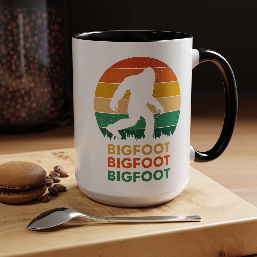 Bigfoot Enthusiast Coffee Cup, 70's Style Sasquatch Mug, Fun Outdoors ...