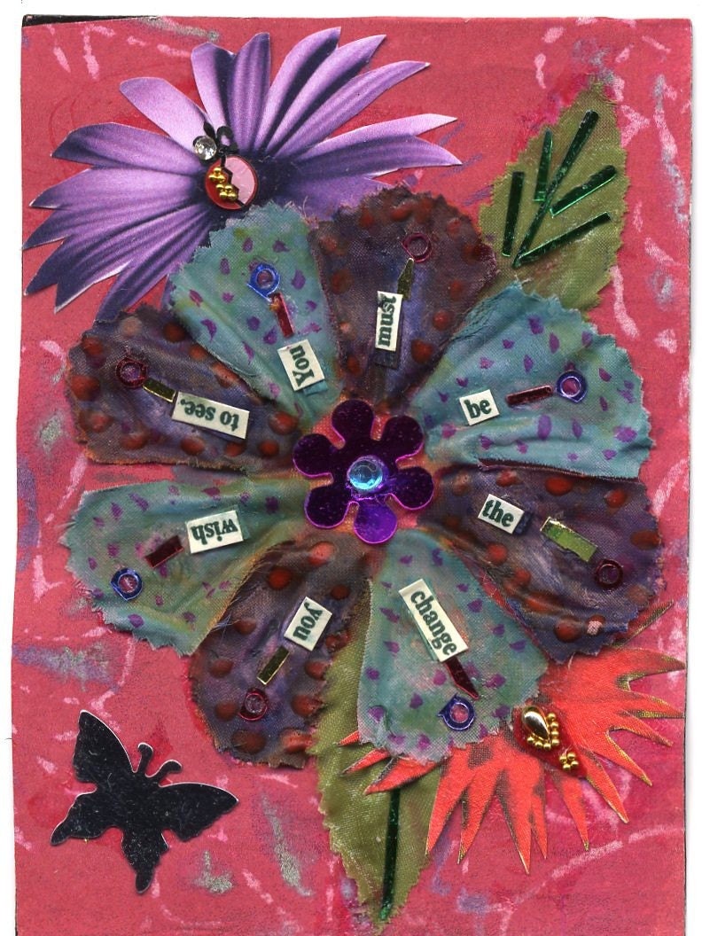 FLOWERS!... a Set of 4 Cards With Colorful Flowers, Original Art ...