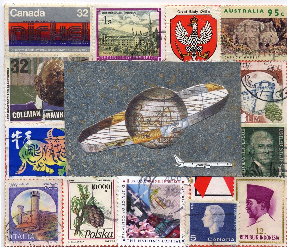 Four Airmail Notecards,blank Inside, Postage Stamps,stamps,note Cards ...