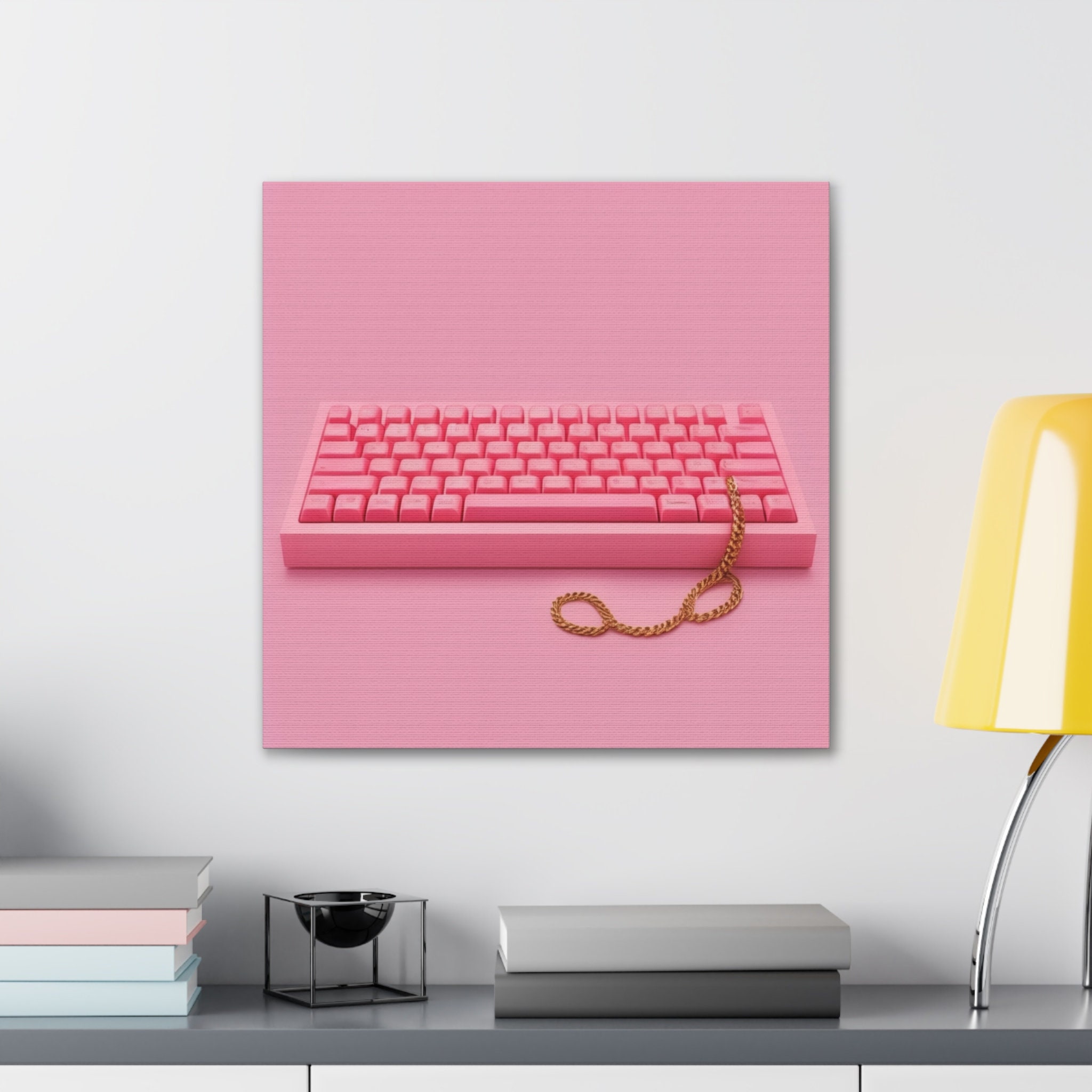 Modern Pink Keyboard With Chain - Etsy