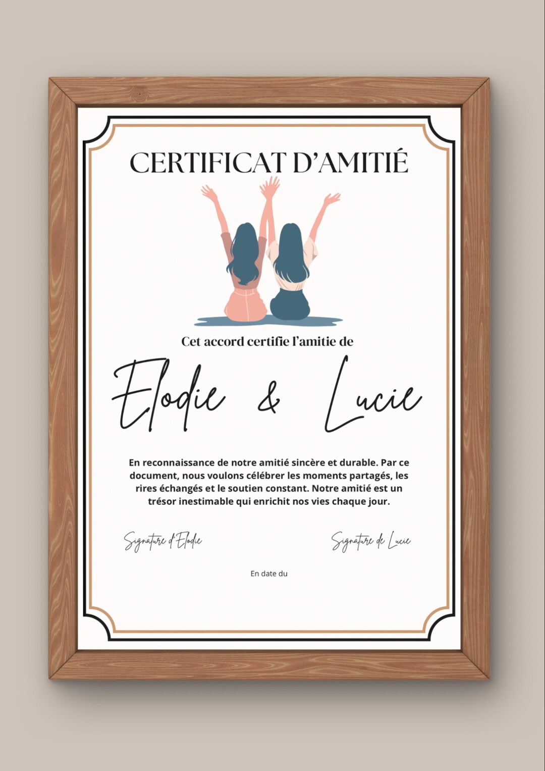 Personalized Friendship Certificate Symbolic Gift to Offer for Friend ...