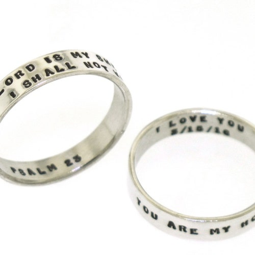 Silver Ring With Engraved Personalized Text. - Etsy