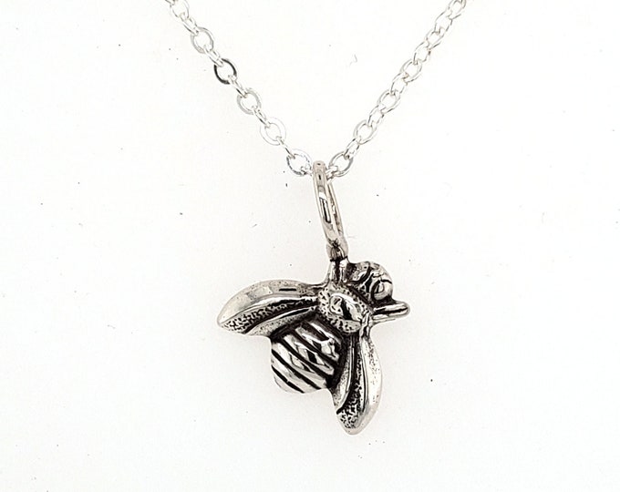 Small Silver Bee Necklace, Sterling Silver Bee Charm - Etsy